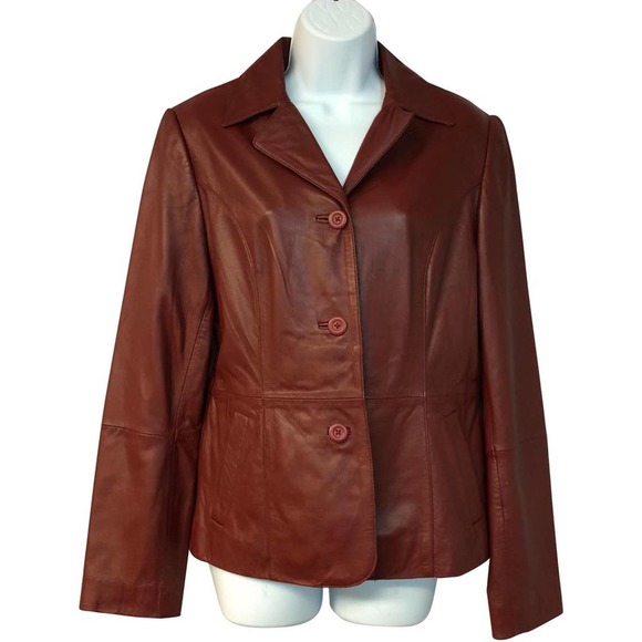 Frenchi | Jackets & Coats | Frenchi Carmine Red Lamb Skin Leather ...